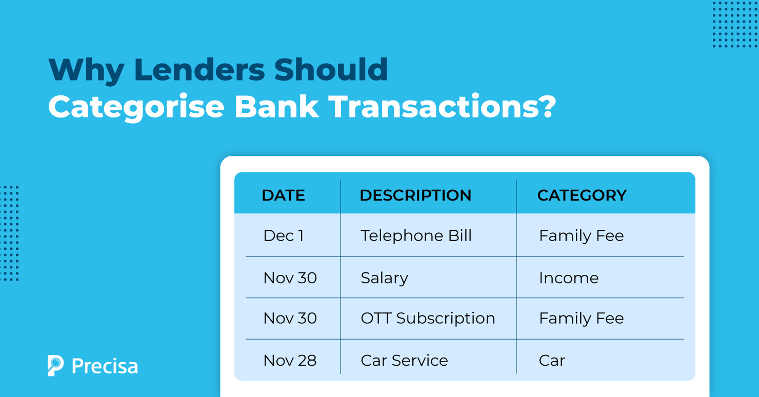 Why Lenders Should Categorise Bank Transactions - Precisa.in
